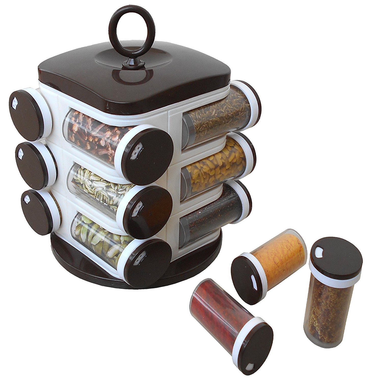 Buy Jony Rotating Spice Rack (masala rack) Brown 12pcs Online @ ₹780 ...