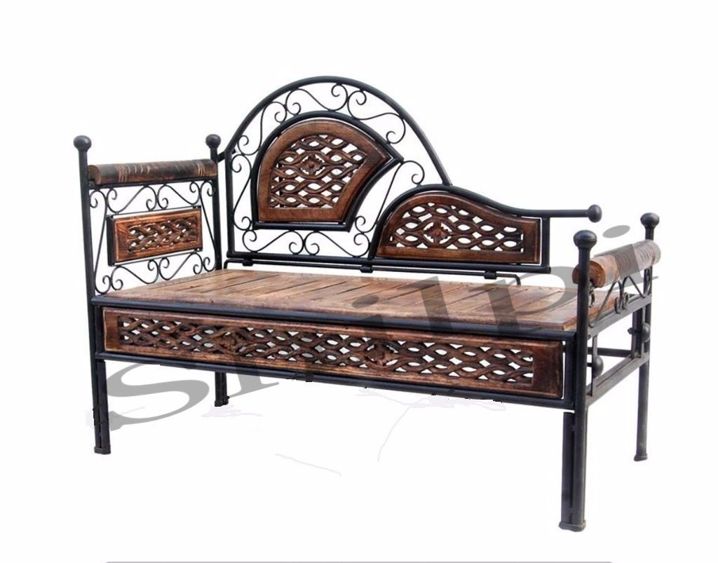 Buy Shilpi Amazing Wroght Iron Wooden Dewan ,Seater Sofa / Solid Wood ...