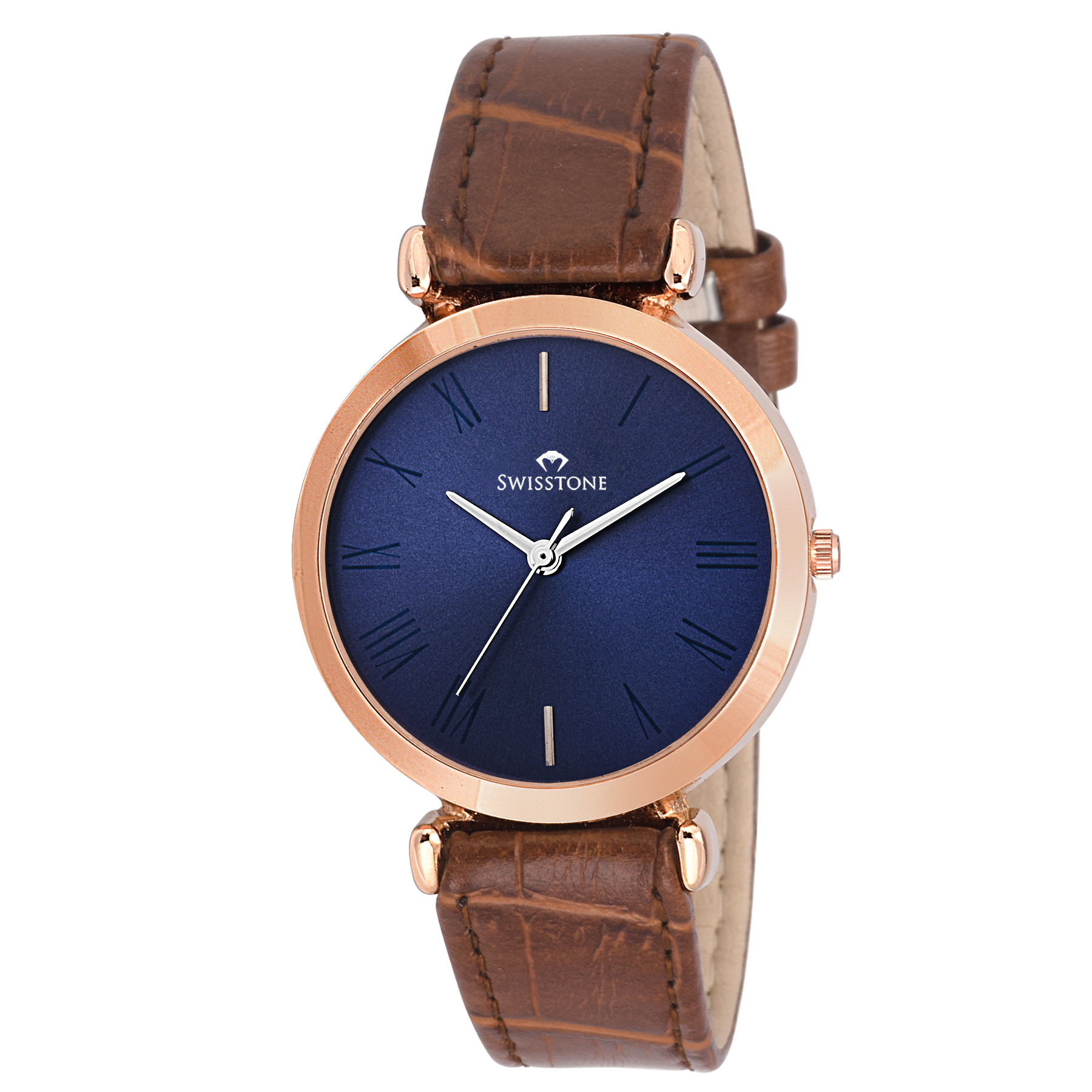 Buy Swisstone CK312 Brown Leather Strap Wrist Watch for Women Online ...