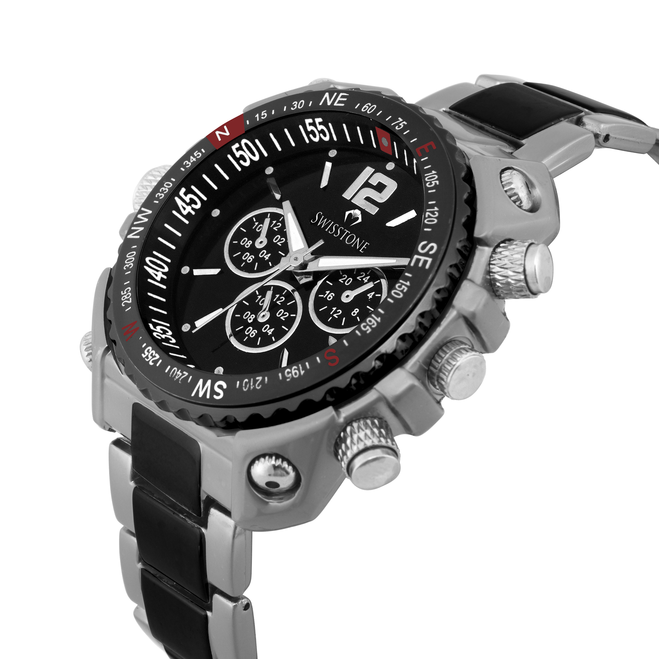 Buy Swisstone GR080 Black Dial Stainless Steel Chain analog wrist watch ...