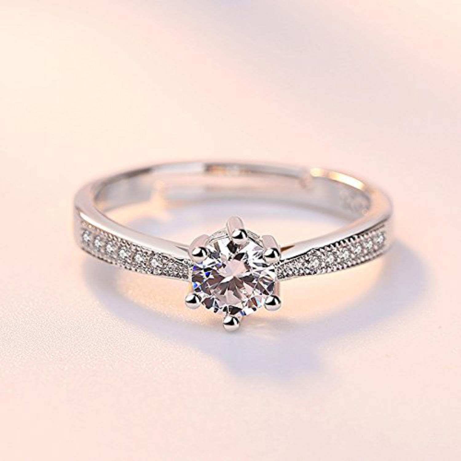 Buy Sterling Silver Princess Design Elements Adjustable Ring For Women ...