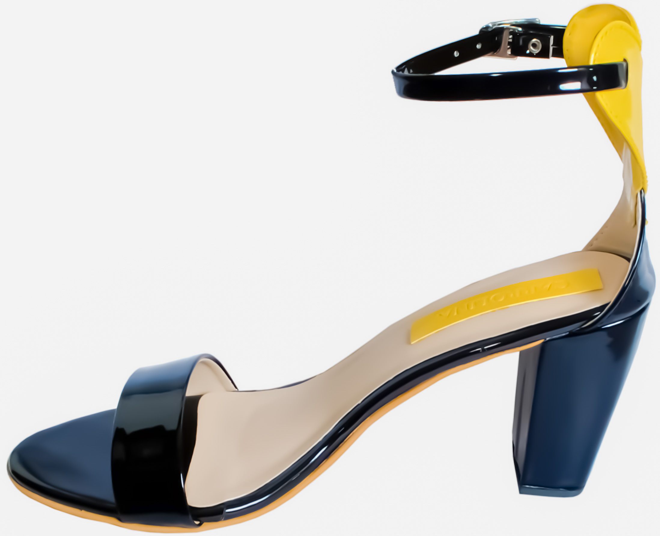 Buy Andfoot Yellow Heart Shaped Black Block Heel Sandals Online @ ₹599 ...
