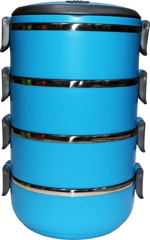 Buy # Blue Birds Stainless Steel 4 Layer Round Lunch Box Multicolor ...