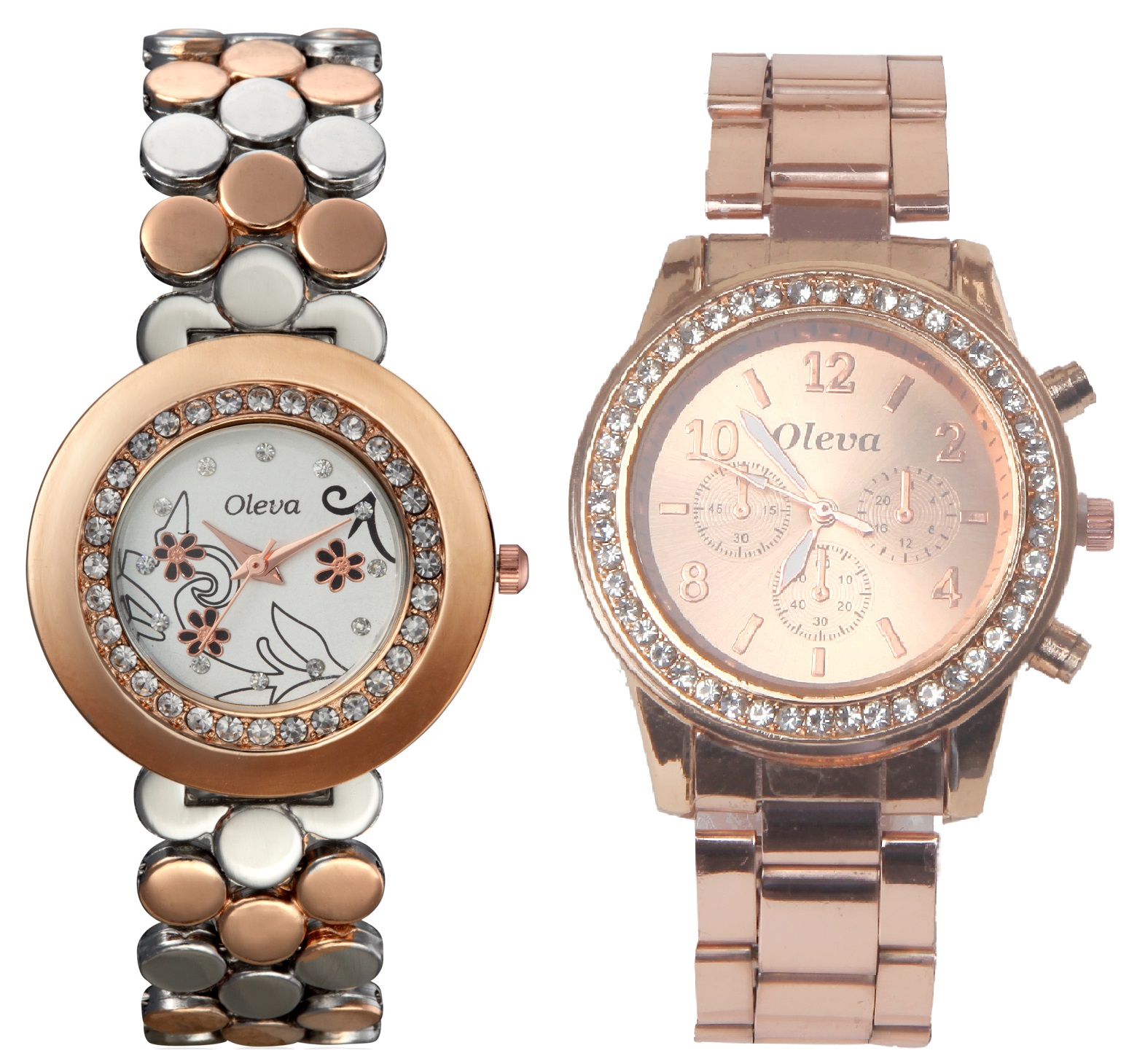 Buy Oleva Premium Women's Metal Watch Pack Of 2 OPMW-2-1 Online @ ₹1299 ...
