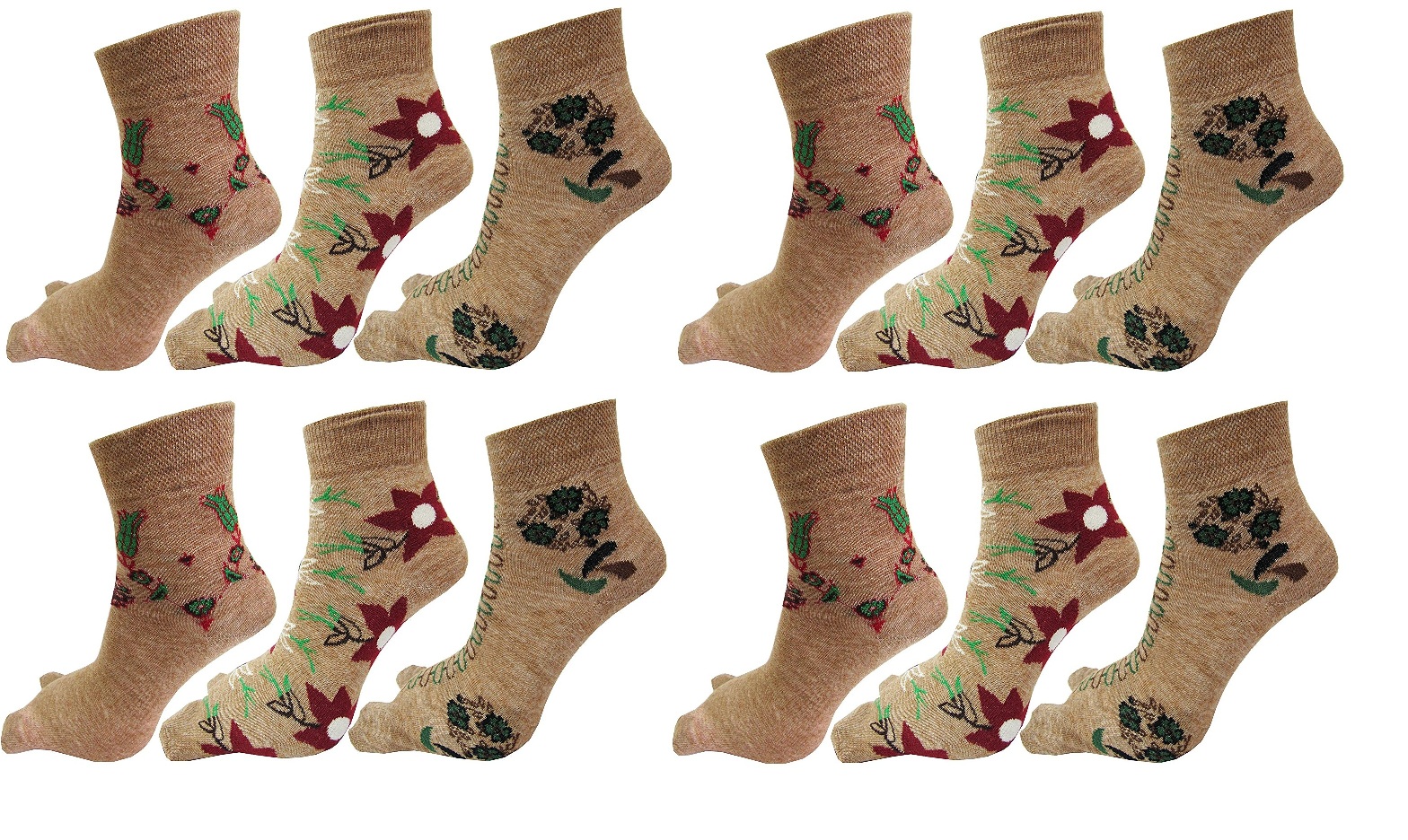 Buy Stylish Look Wollen Women Printed Ankle Length Skin Color Socks ...