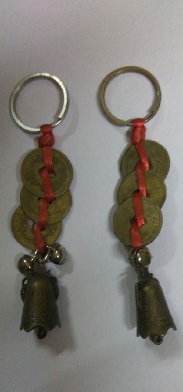 Buy Set of 2 Lucky Fengshui Coins with Bell Key chain for wealth ...