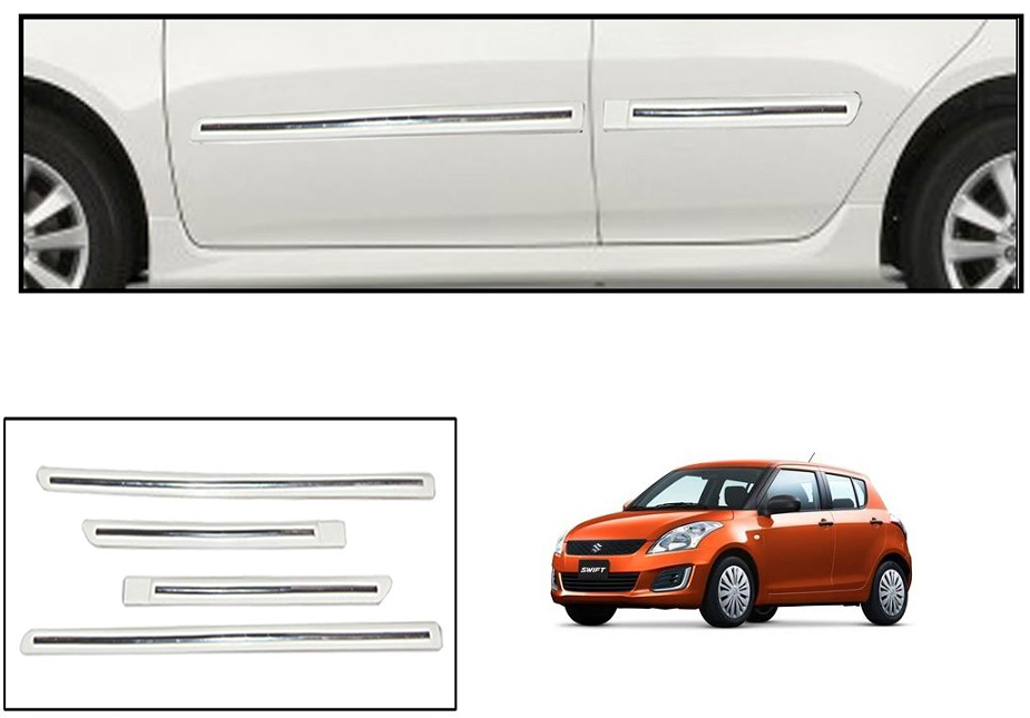 Buy Autonity Side Beading Chrome Plated White For Maruti Swift Old Type ...