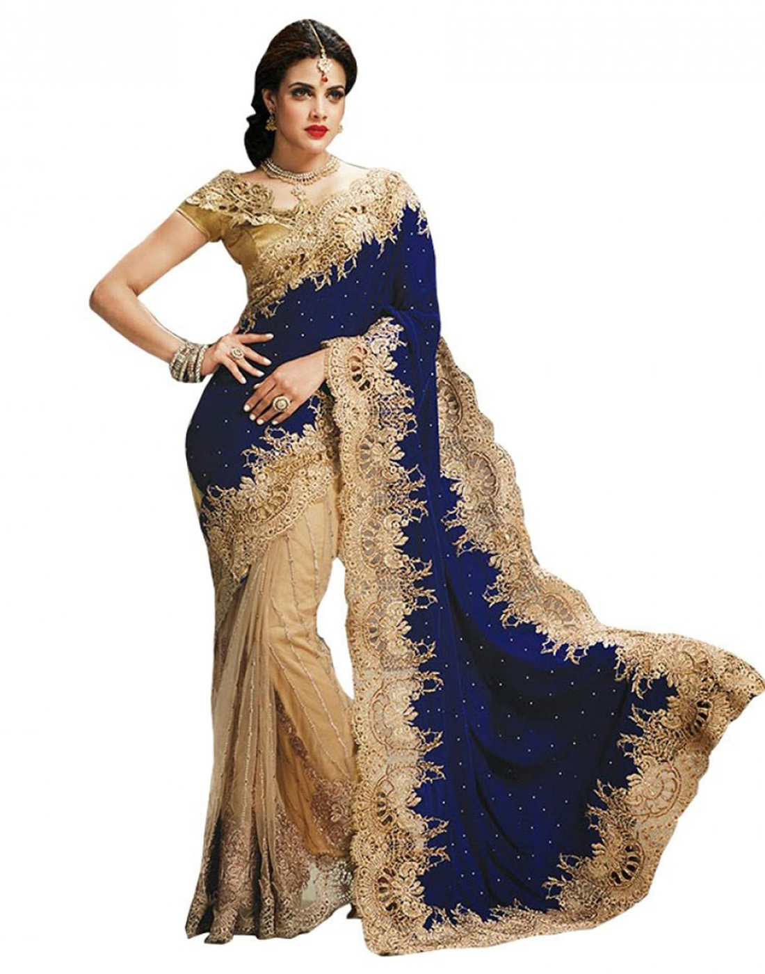 Buy Jay Fashion wedding look - party wear festive look blue velvet ...