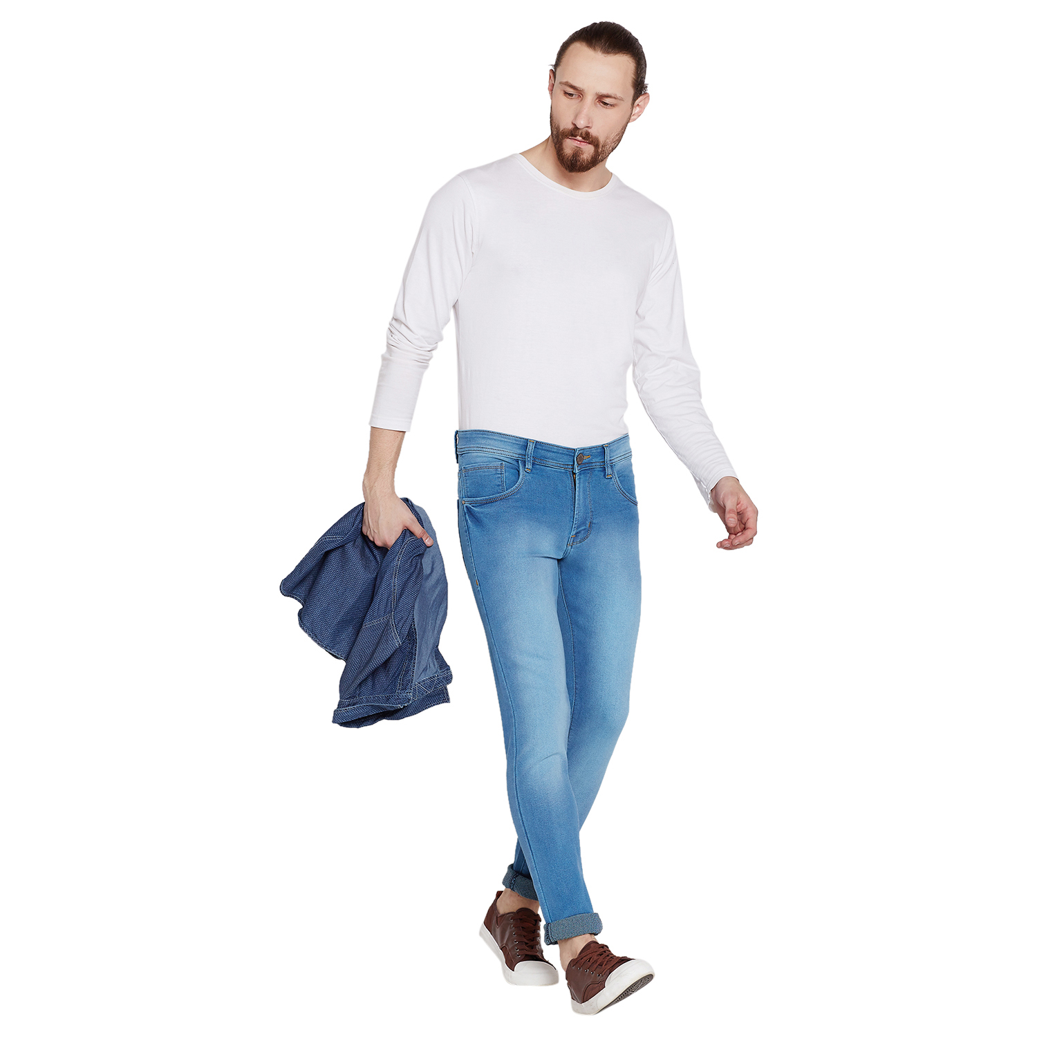 Buy Stylox Men's Stylish Premium Stretchable Slim Fit Mid Rise Light ...
