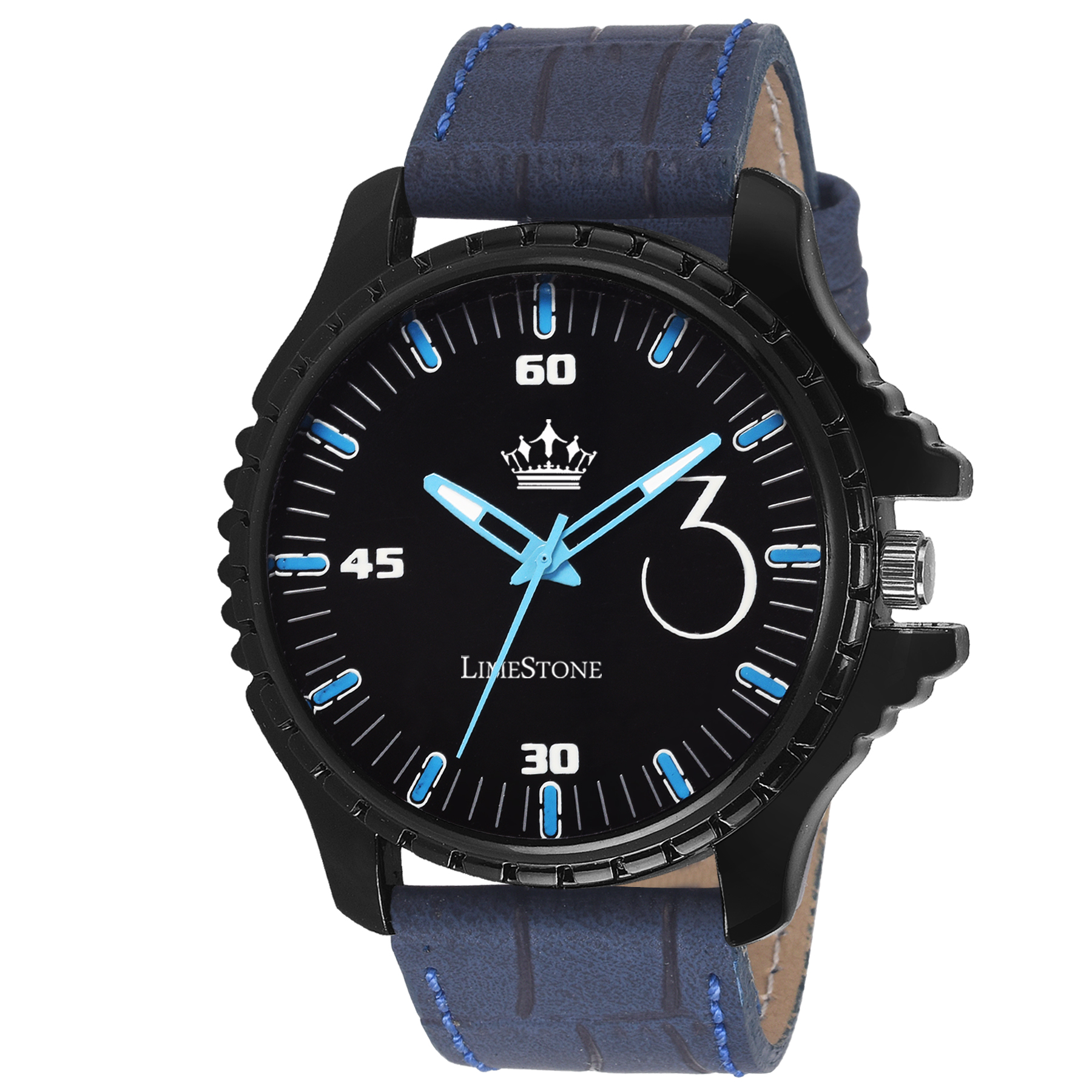 Buy LimeStone Round Dial Blue Synthetic Strap Automatic Watch for Men ...