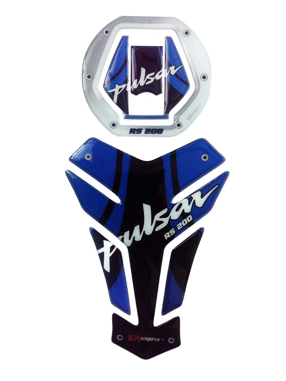 Buy COMBO Bajaj Pulsar RS200 Blue Customize Vinyl Tank Pad fuel cap ...