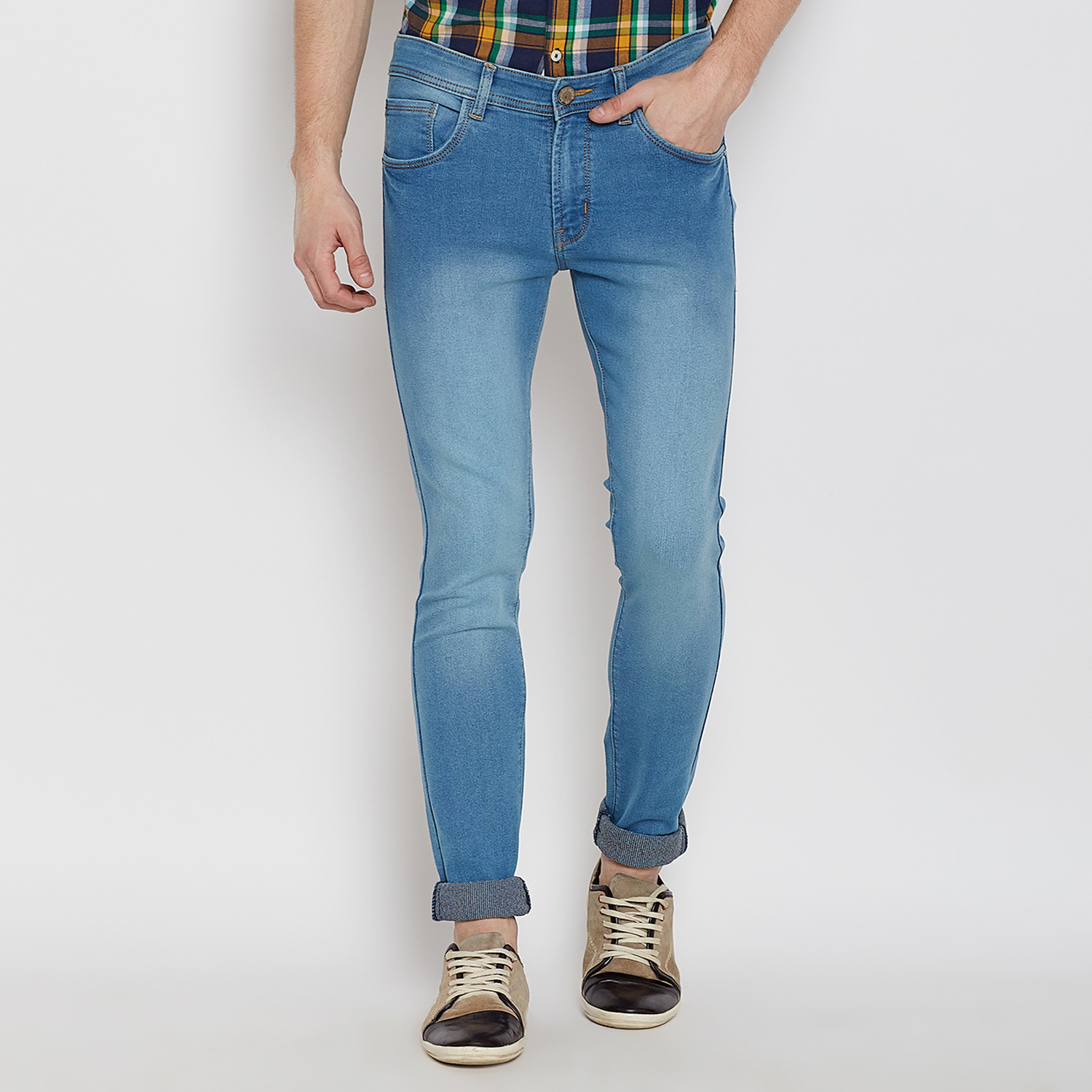 Buy Stylox Premium Men's Stretchable Slim Fit Casual Wear Light Shaded ...