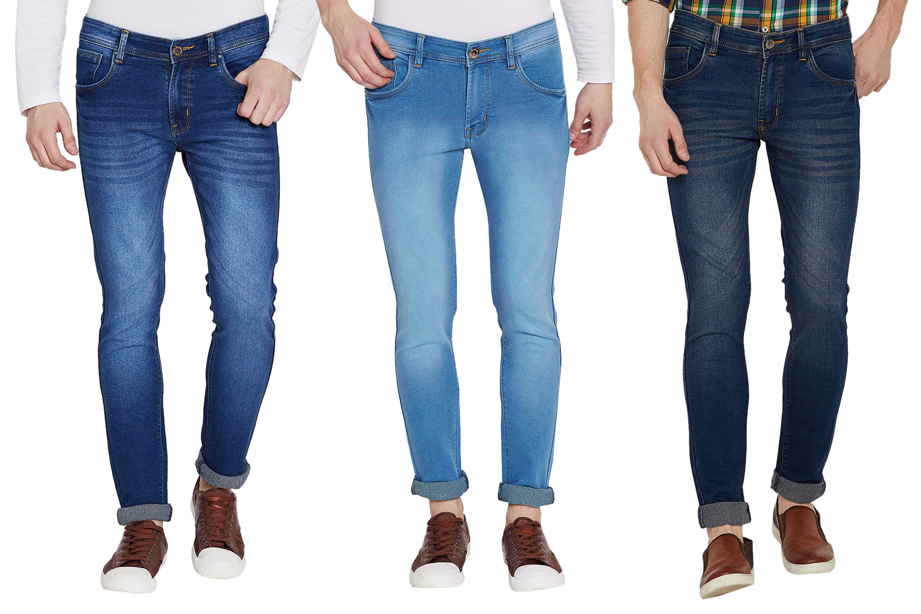 Buy Stylox Premium Men's Stretchable Slim Fit Mid Rise Shaded Multi ...