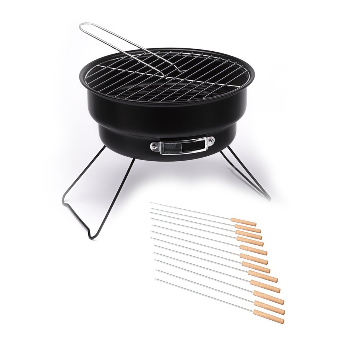 Buy Godskitchen Round Shape Barbeque With 12 - Piece Skewers / Portable ...