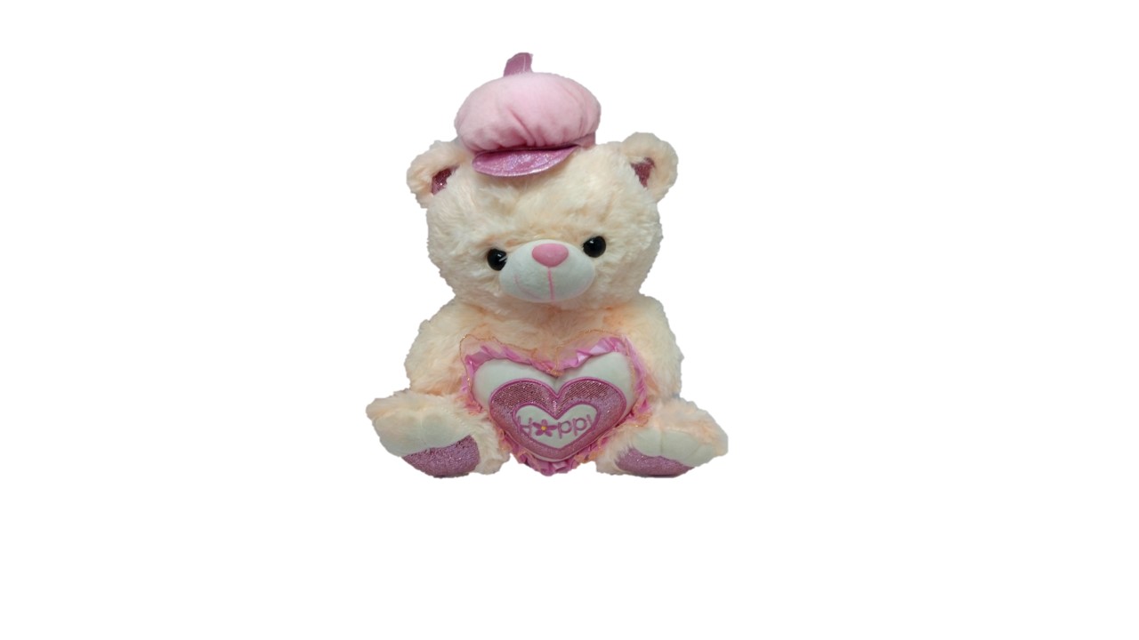 Buy ARP Cute Cream -Pink Teddy Bear with Cap Stuffed soft toy 35 CM ...