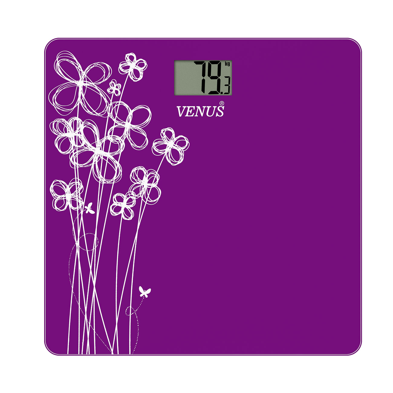 Buy Digital Weighing Scale 150 Kg Square Purple Printed Glass 150 kg ...