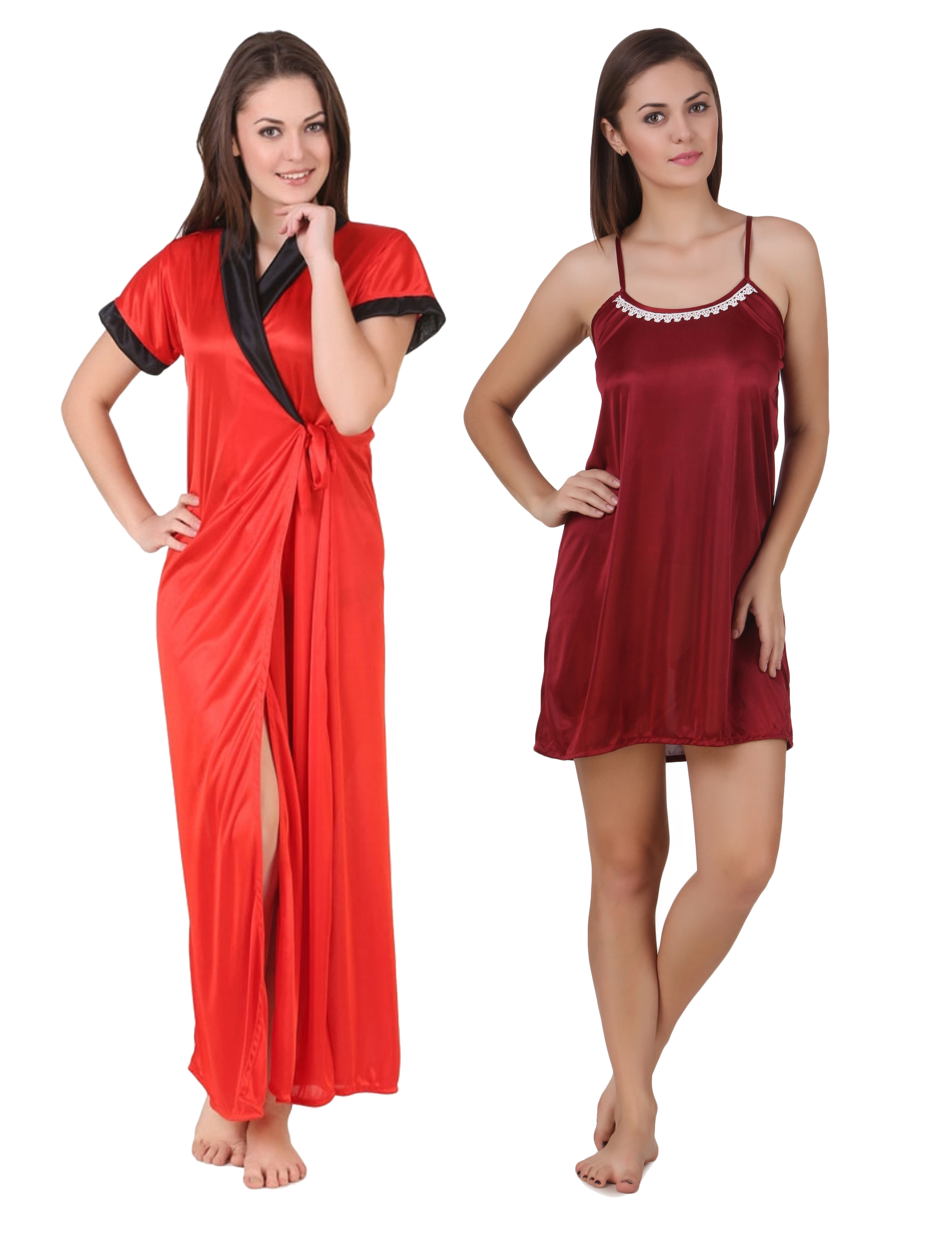 Buy Rock Hudson Women's Satin Baby Doll Night Wear Dress - Pack of 2 Online @ ₹499 from ShopClues