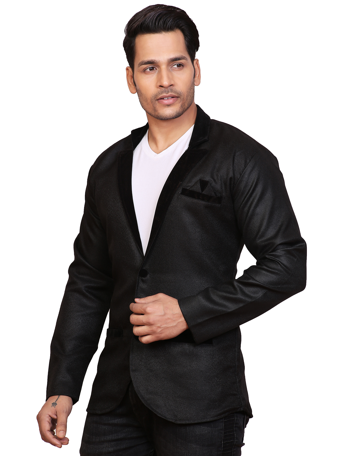 Buy CONWAY BLACK PARTY WEAR JUTE BLAZER FOR MEN'S Online @ ₹1199 from ...