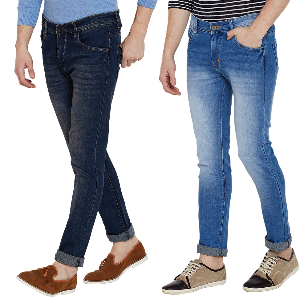 Buy Stylox Men's Washed Slim fit Super Lycra Jeans - Pack Of 2 Online ...