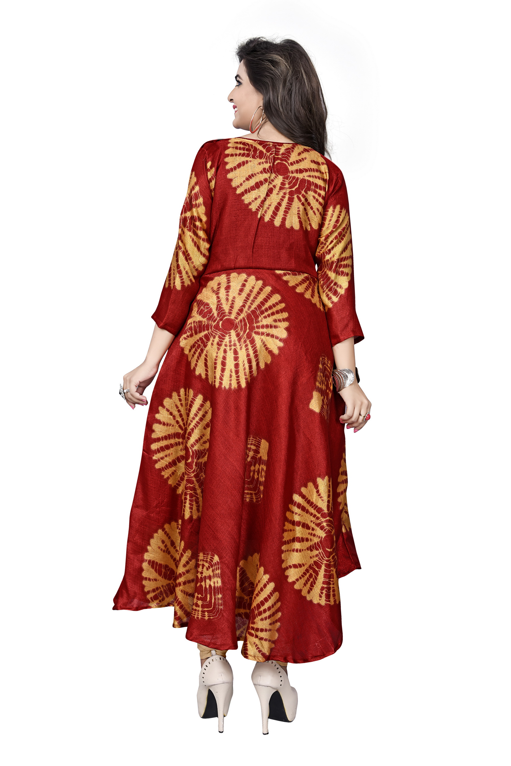 Buy The Four Hundred Red Batik Print Bhagalpuri Silk Unstitched Kurti ...