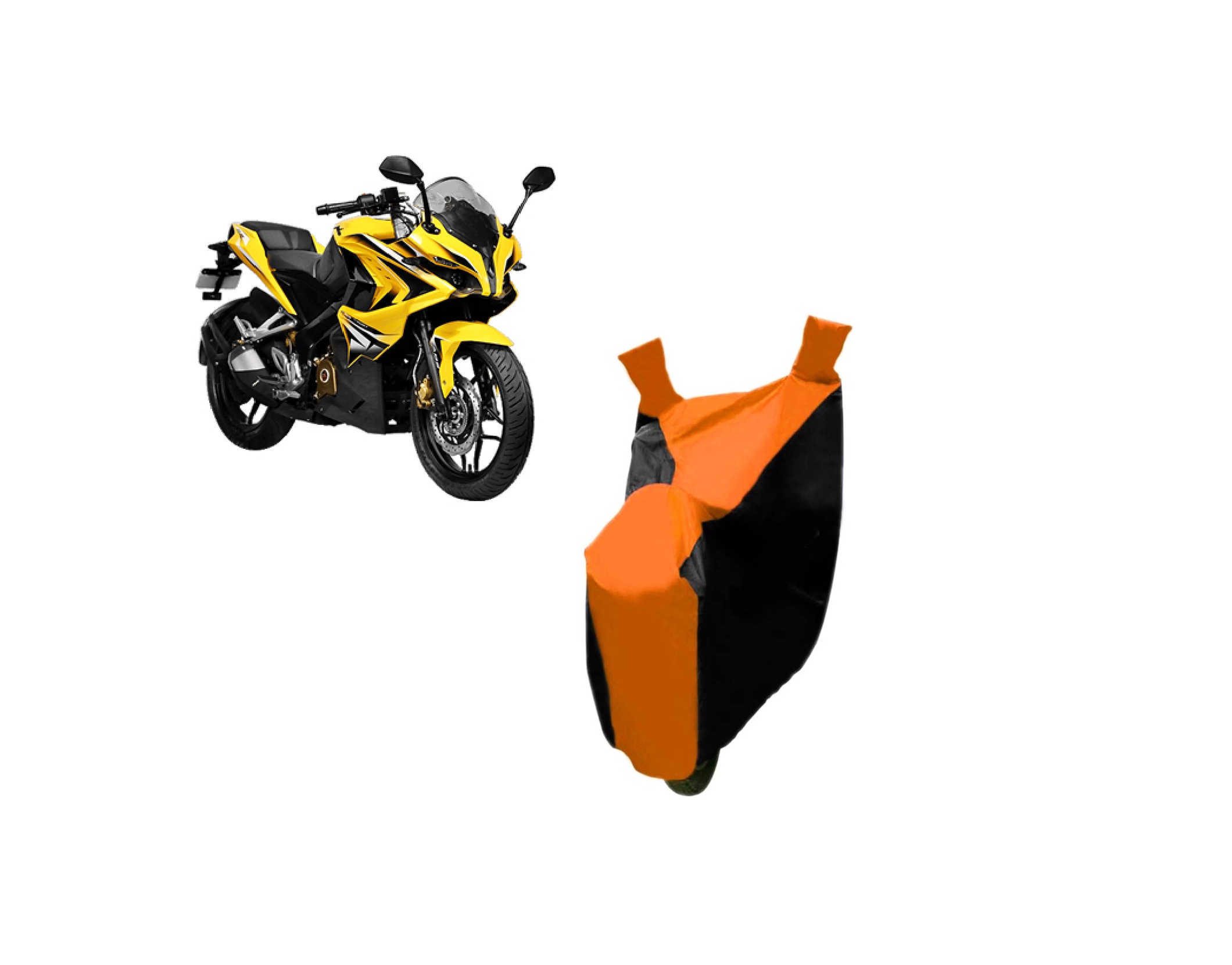 Buy AutoAge Orange with Black Two Wheeler Cover For Pulsar RS 200 Bajaj ...