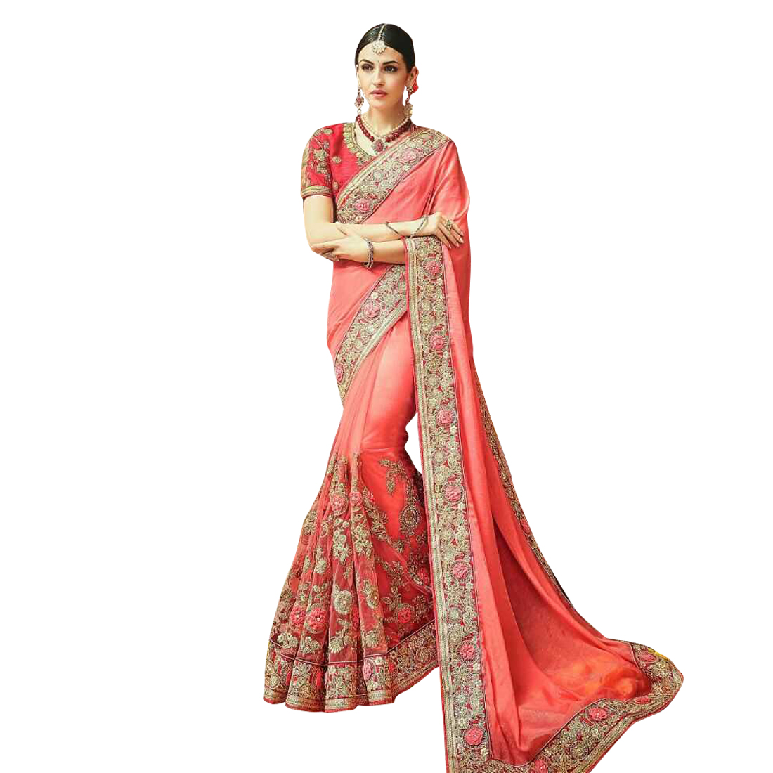 Buy Pink Paper Silk EMBROIDERY Saree with Blouse pis Online @ ₹2499 ...