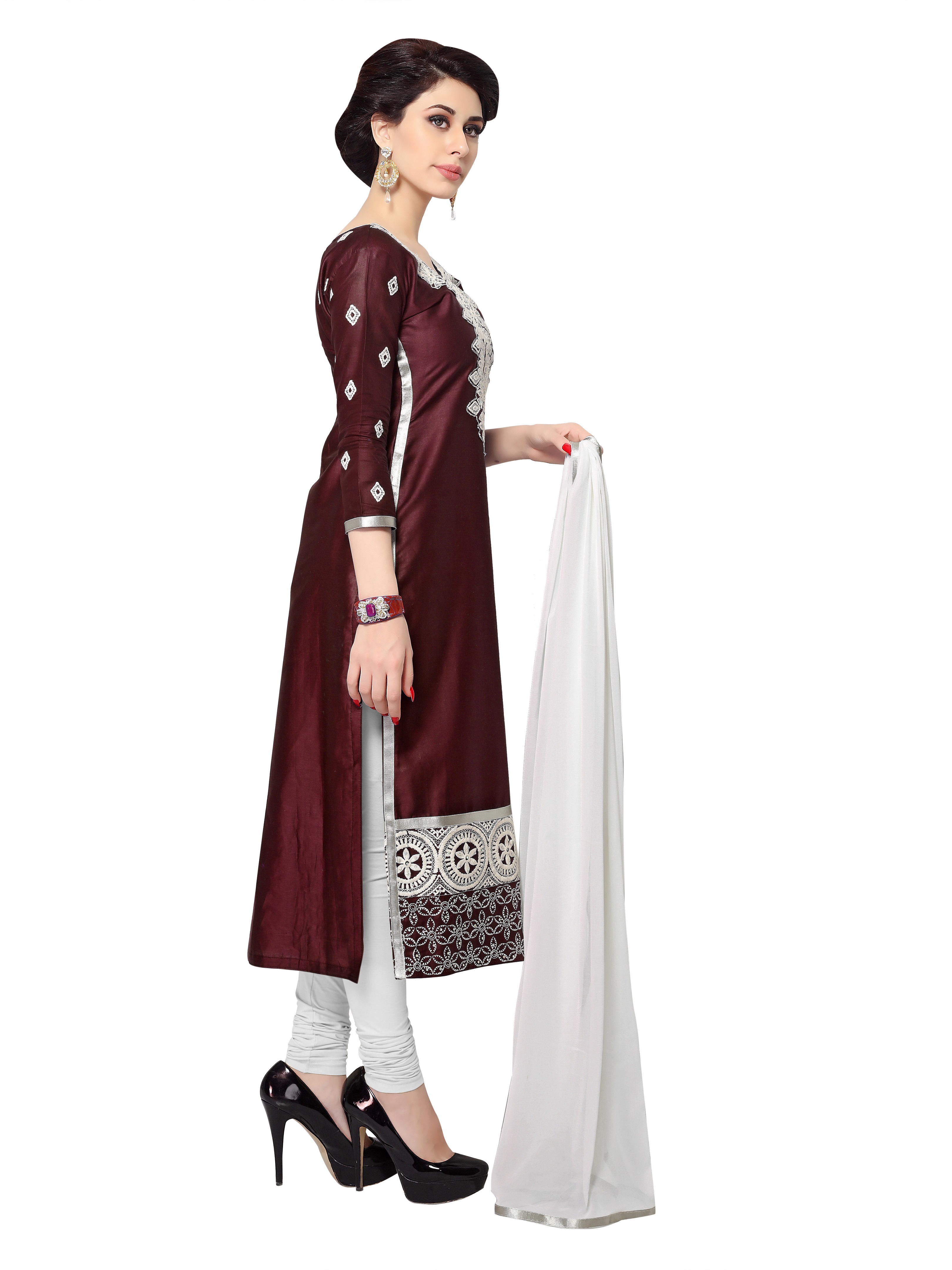 Buy DnVeens Women Pure Cotton Embroidered Unstiched Party Wear Suit ...