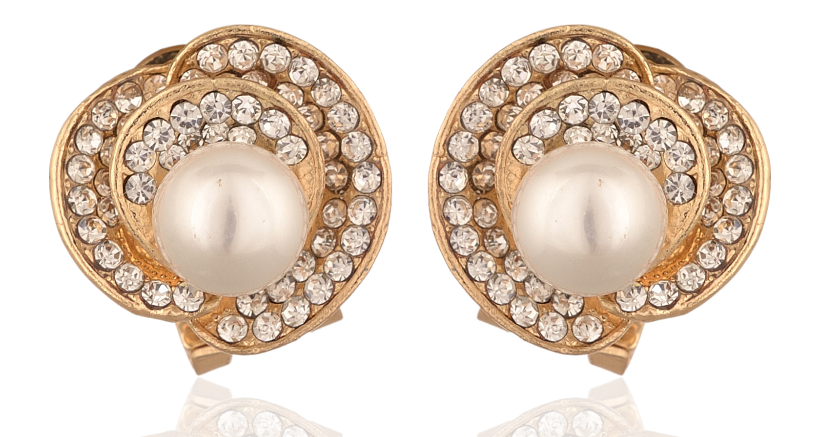 Buy Fab Jewel Fashionable Gold Pearl Metal Stud Earrings Online @ ₹299 ...