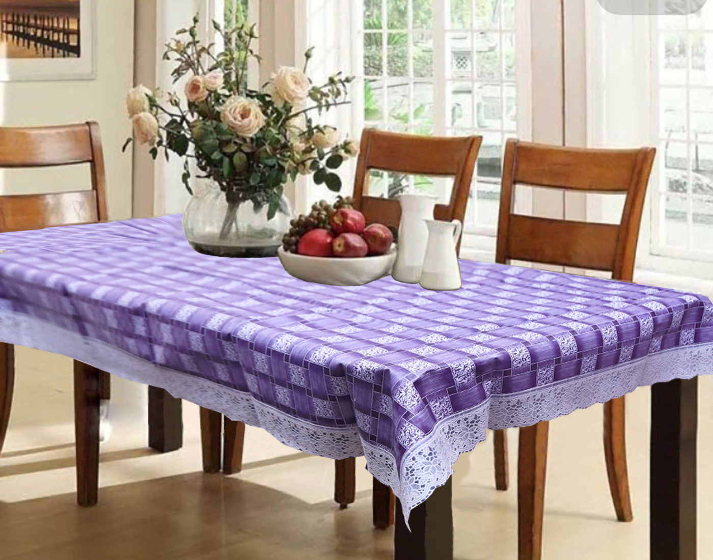 Buy Kuber Industries Dining Table Cover Waterproof Checkered 6 Seater ...