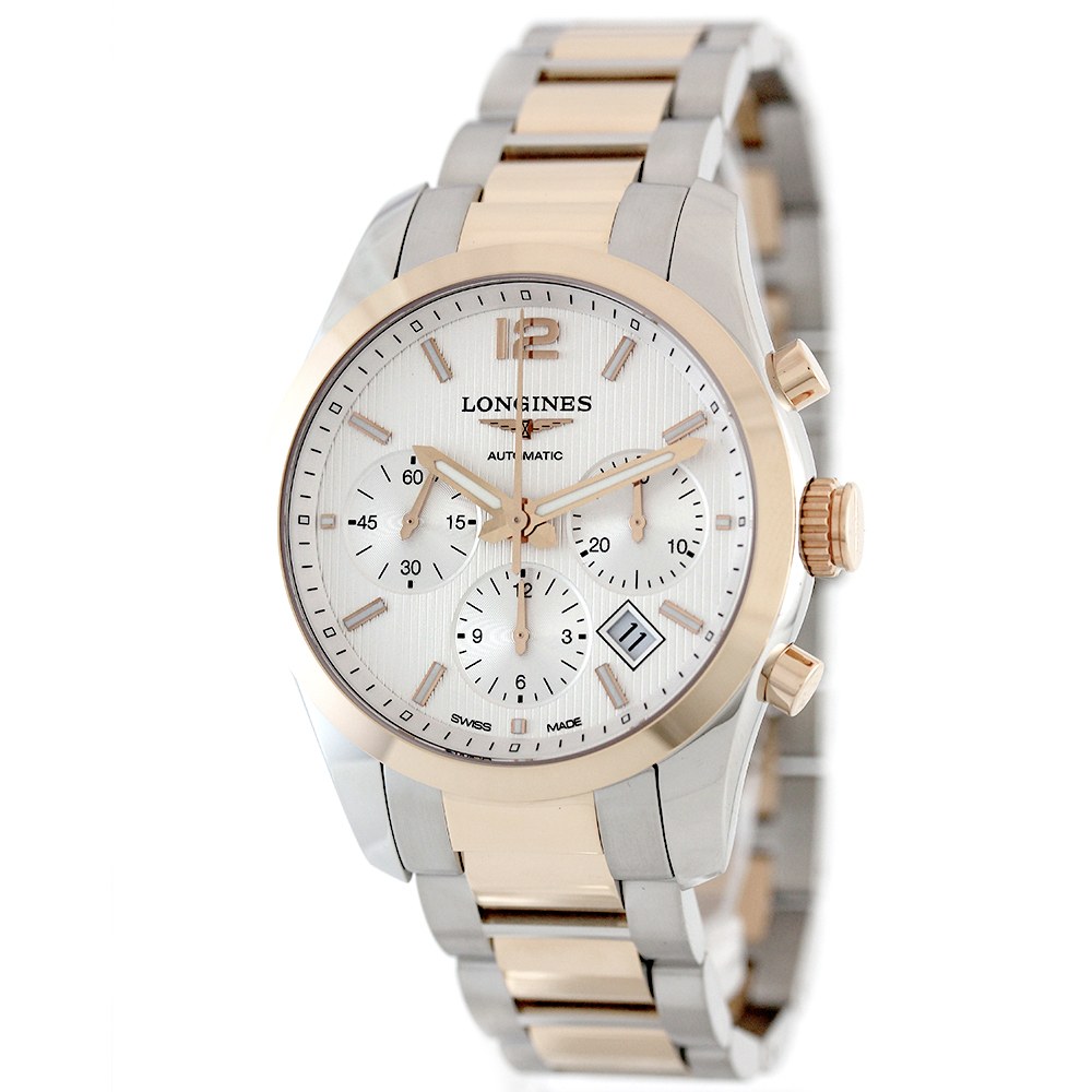 LONGINES CONQUEST CLASSIC CHRONOGRAPH WHITE GOLD MENS WATCH GIFT BOX ...