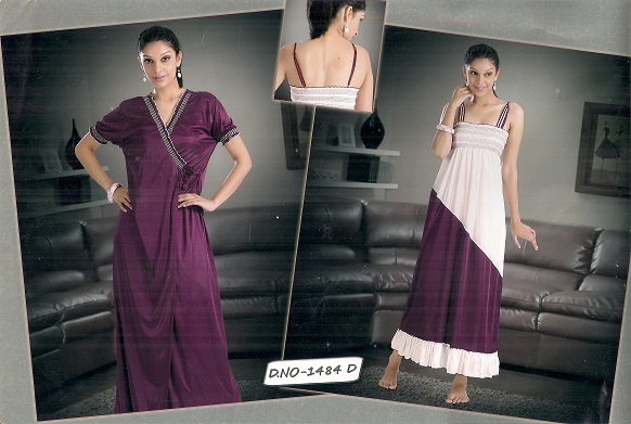 1484 Hot Sleep Wear 2pc Nighty & Over Coat White Combo New Bedroom Set ...