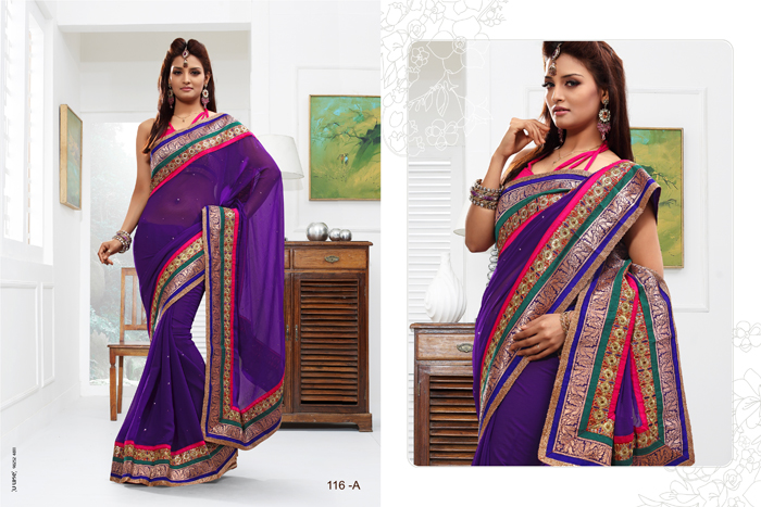 Buy Online Sea Green & Rani Coloured Traditional Fancy Designer Saree