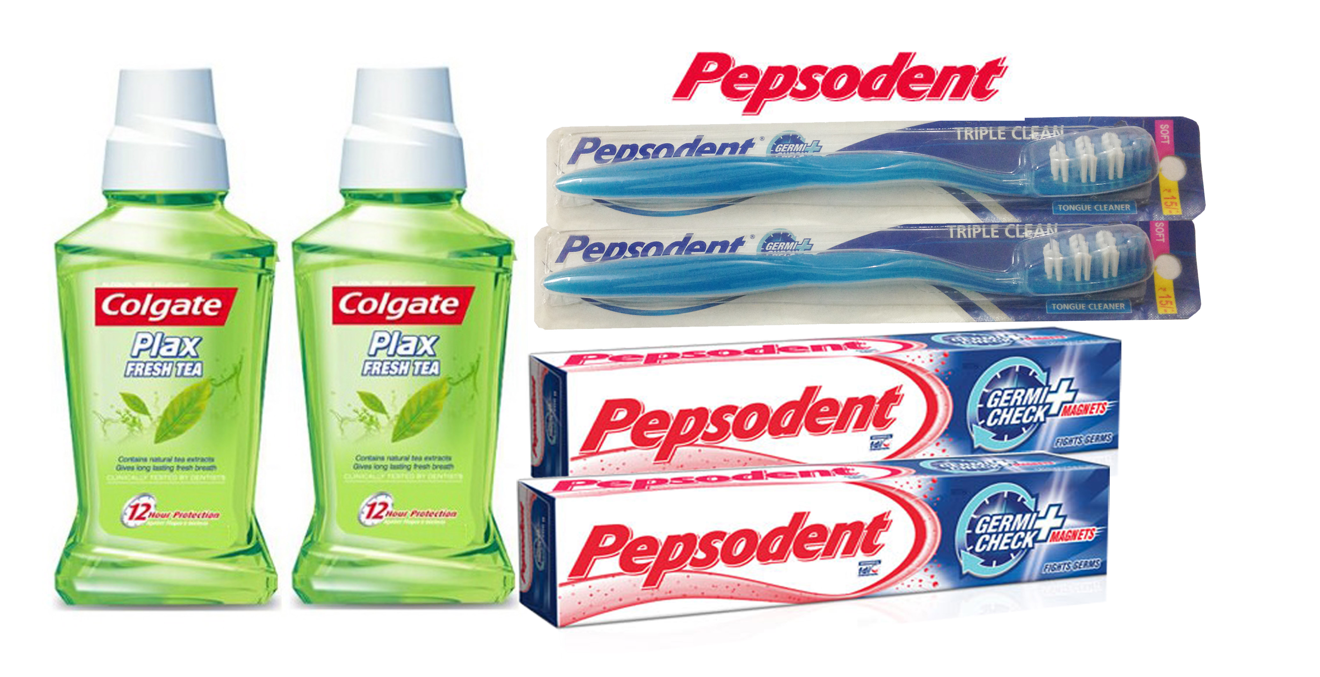 Dental Care Combo- Colgate mouthwash+ Pepsodent Paste and Tooth Brush ...