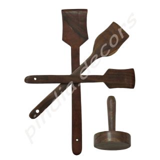 Buy Onlineshoppee HANDMADE WOODEN FLAT SPOON PALTA 3 PCS KITCHEN ...