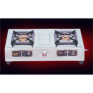 Butterfly Friendly Double Burner LPG Stove,Stainless steel Body,Brass ...