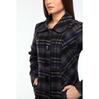 Purple Hint Checks Overcoat for Women