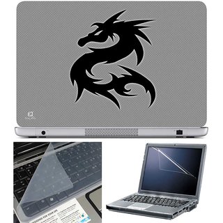 Finearts Laptop Skin - Black Dragon With Screen Guard And Key Protector ...
