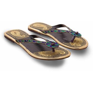 Women Rajasthani Colorful V-Design Flat Chappal 346