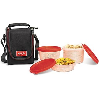 Buy Milton Full Meal 3 Containers Lunch Box - Black Bag Online @ ₹465 ...