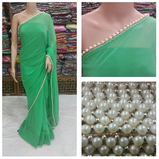 Buy Designer Saree with Pearl Border Online @ ₹1550 from ShopClues
