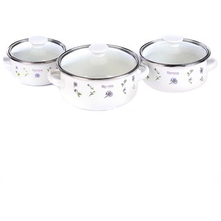 Buy Enamelware container with lid 3 pieces Set (Reoona) Online @ ₹427 ...