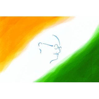 Buy Mahatma Gandhi With Indian Flag Painting Canvas Print Online ...