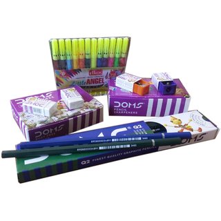 Buy Doms Pencil Eraser sharpener School set Online @ ₹329 from ShopClues