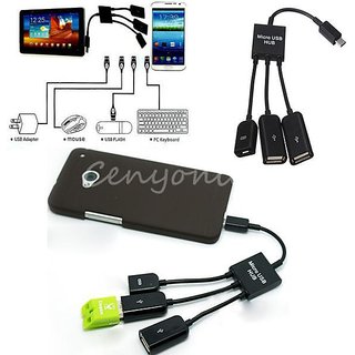 Buy Universal Black Dual Micro USB Host OTG HUB Multi Function Adapter ...