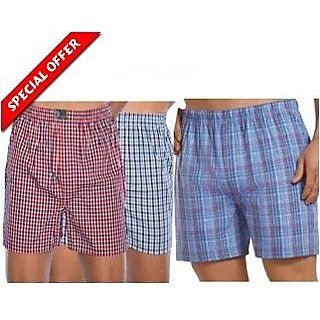 Buy Blue,Red Checks Boxers For Men (Pack Of 3) Online @ ₹325 from ShopClues