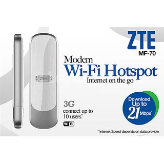 Buy ZTE MF70 21.1 Mbps (3G + WiFi) DataCard, 3G USB Modem with WiFi ...