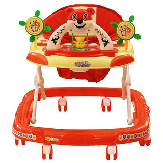 Buy Panda Baby Walker - Height Adjustable, Musical, Soft Cushion red ...