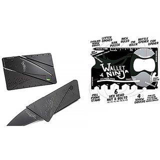 Credit Card Folding Knife and Wallet Ninja 18 in 1 Multi-Purpose Tool combo