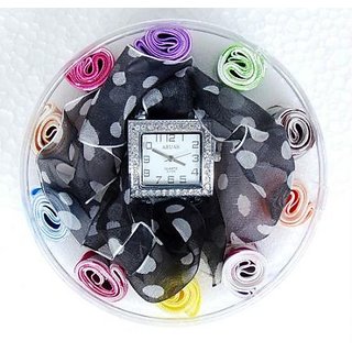 11 Interchangeable Trendy ribbon Strap Ladies Women Watch Analog Dial ...