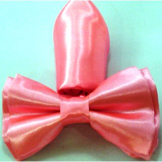 Buy Pink Bow Tie With Matching Pocket Square Online @ ₹349 from ShopClues